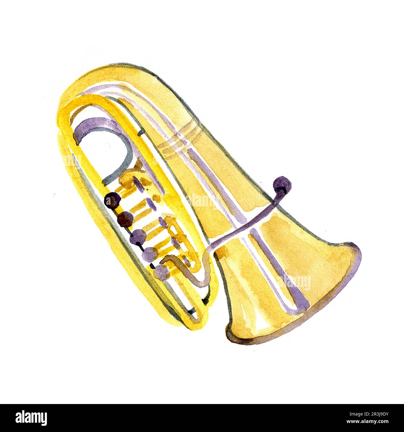 Watercolor copper brass band tuba Stock Photo - Alamy