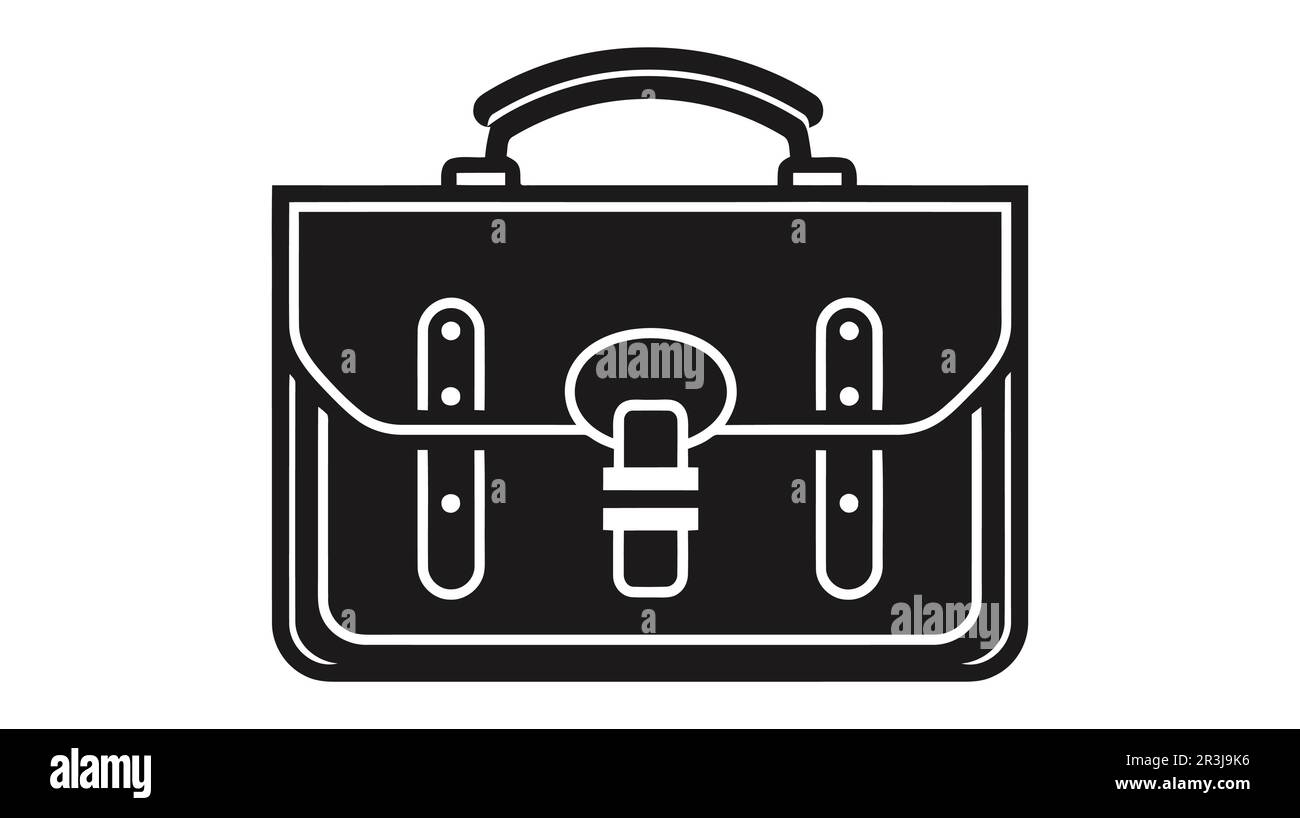 Briefcase black and white icon. Vector illustration on white background ...