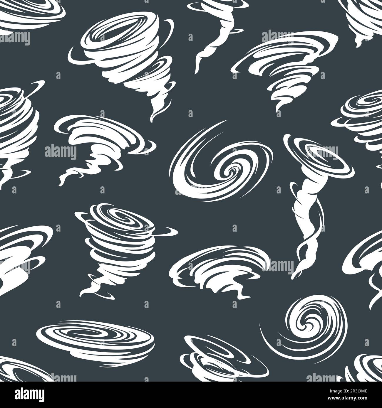 Tornado, hurricane, cyclone seamless pattern. Windstorm twirl, storm ...