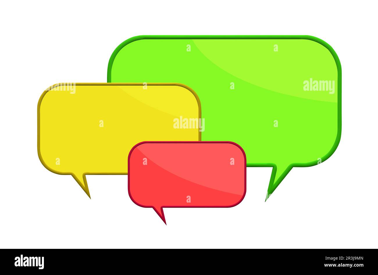 3d render of three color speech bubbles Stock Photo - Alamy