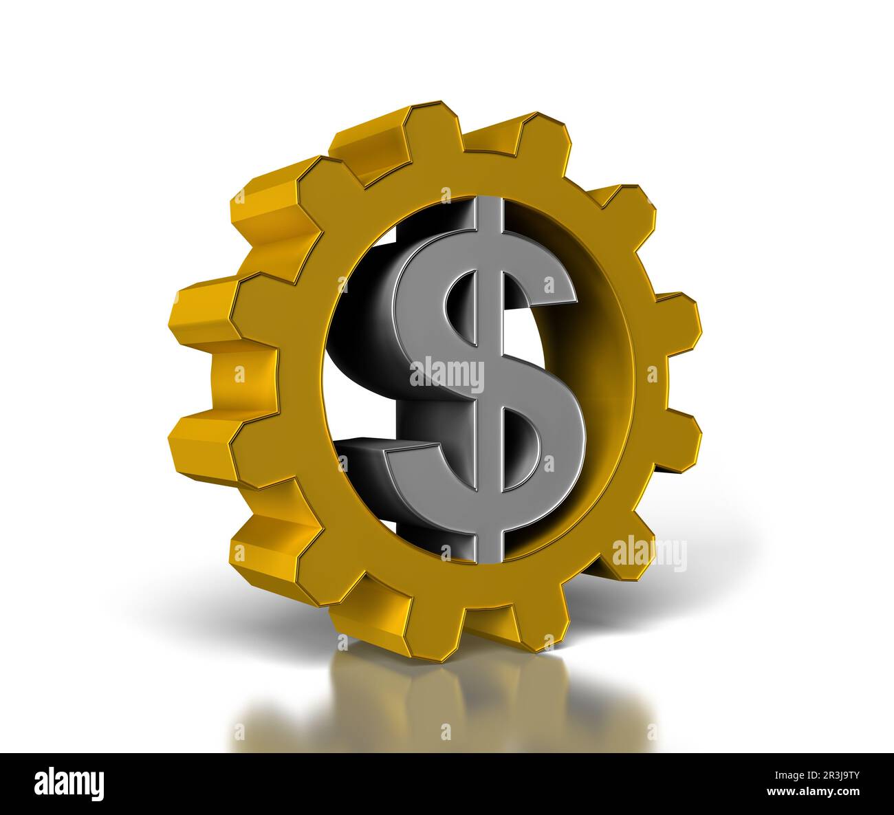 gold gears with a silver dollar sign Stock Photo - Alamy