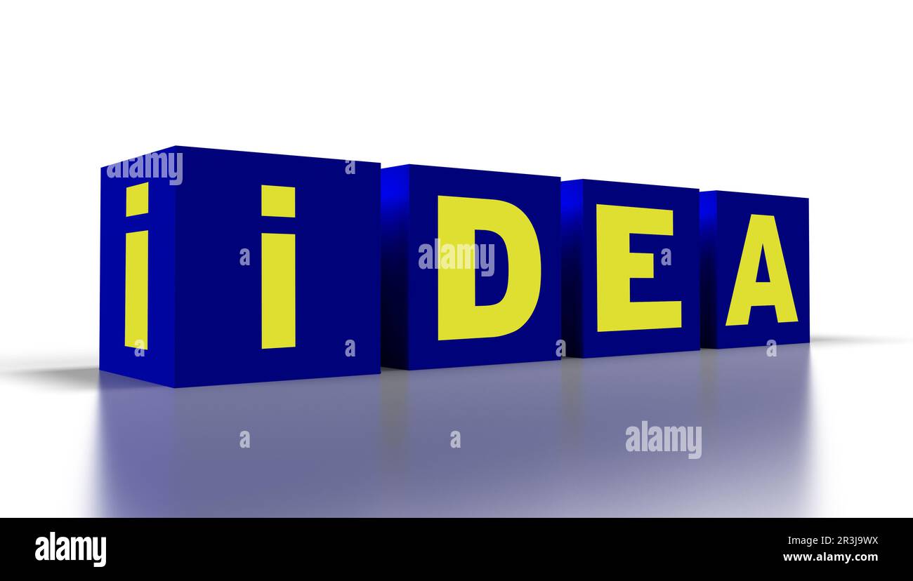 icon of cubes with letters and word idea Stock Photo - Alamy