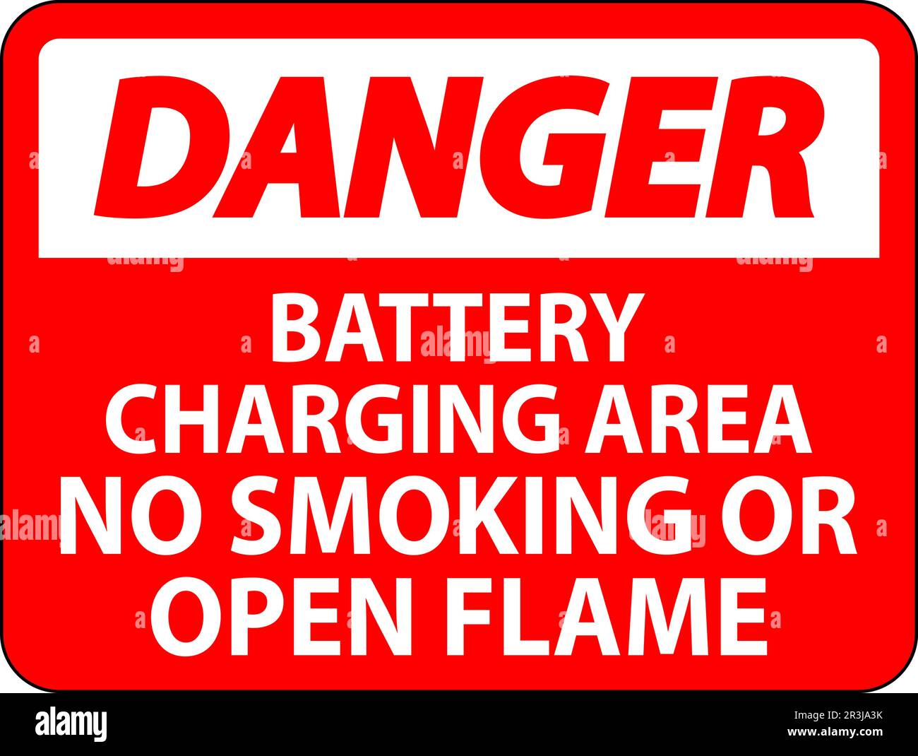 Danger Sign Battery Charging Area, No Smoking Or Open Flame Stock ...
