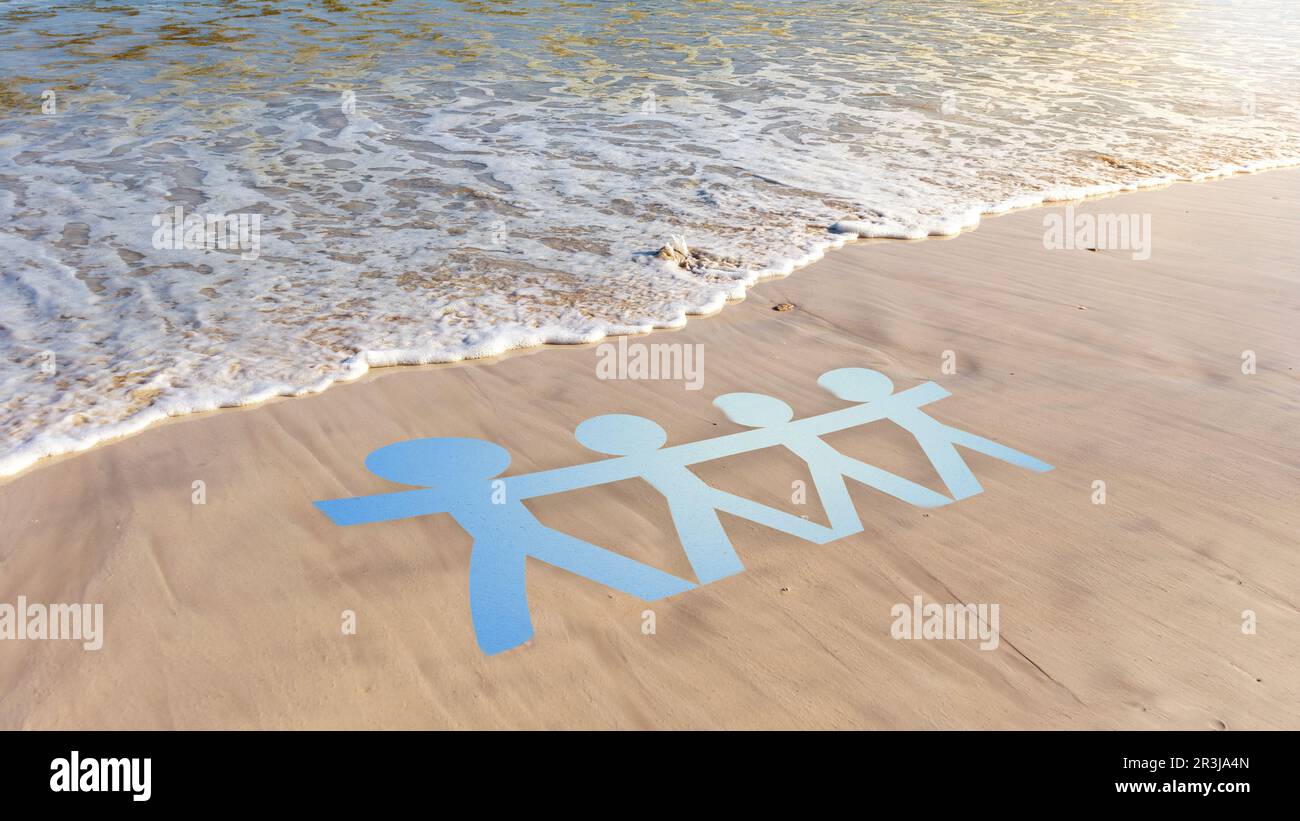 Paper people are holding hands symbol of friendship. International ...