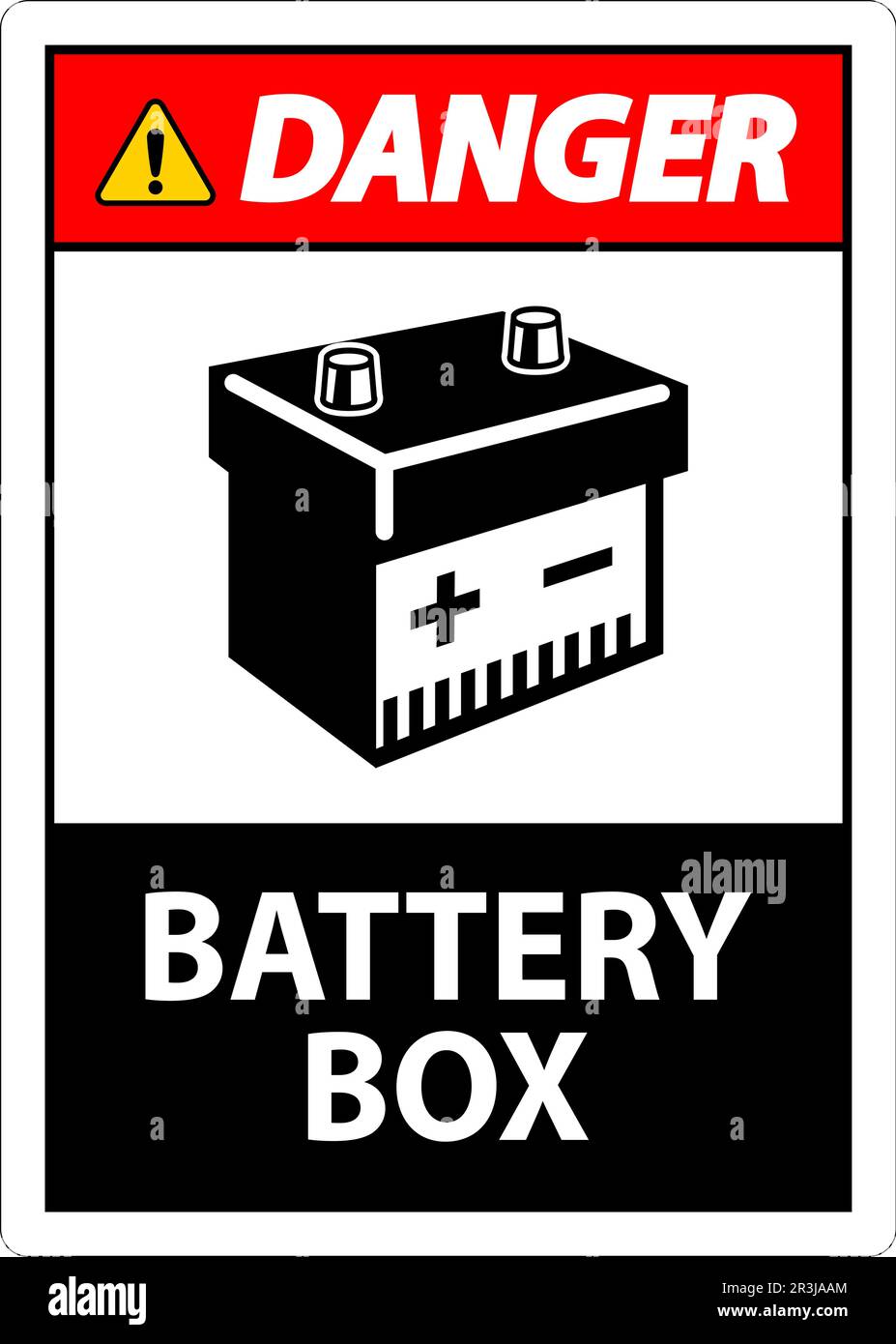 Danger Battery Box with Icon Sign On White Background Stock Vector ...