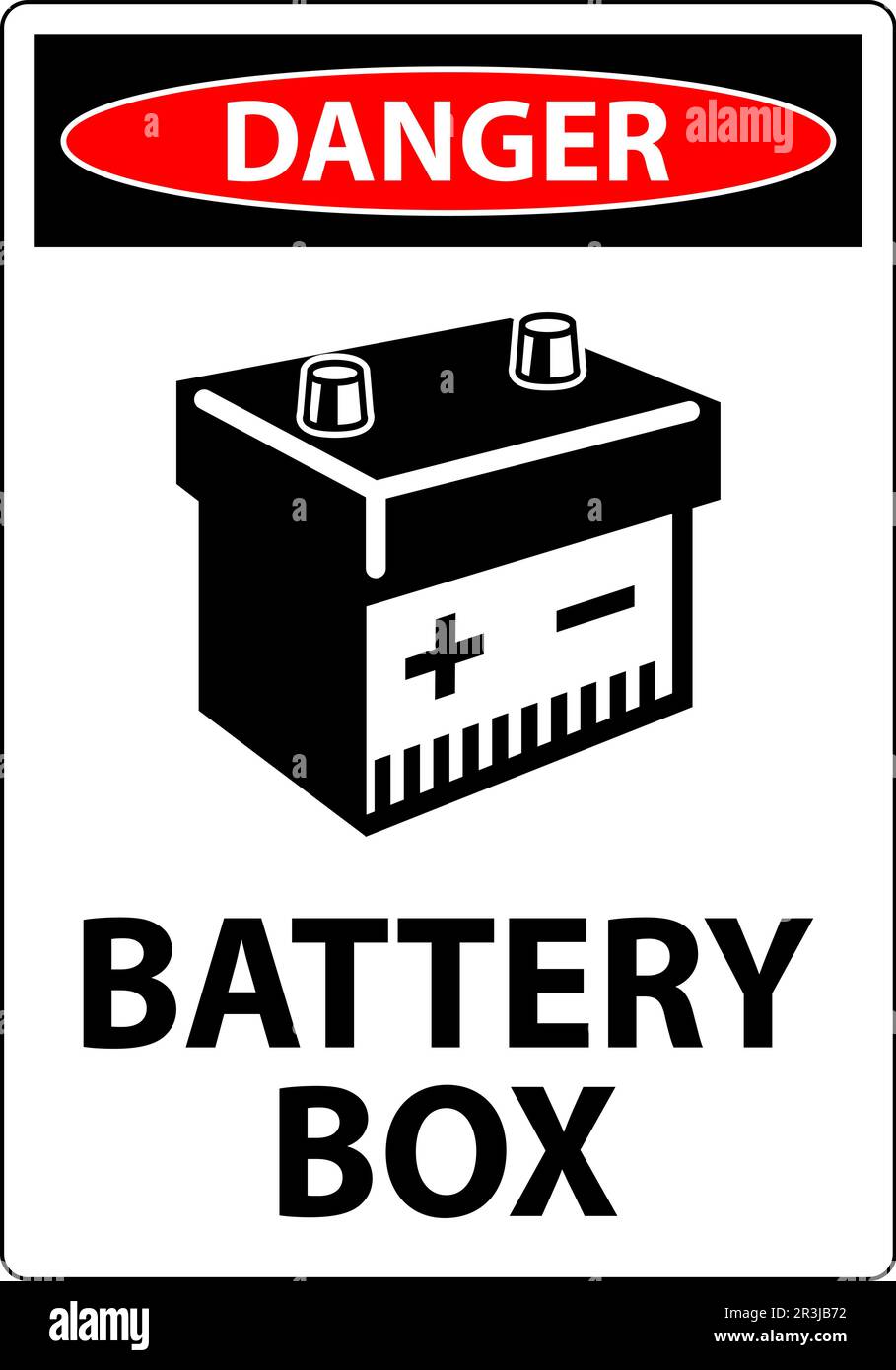 Danger Battery Box with Icon Sign On White Background Stock Vector ...
