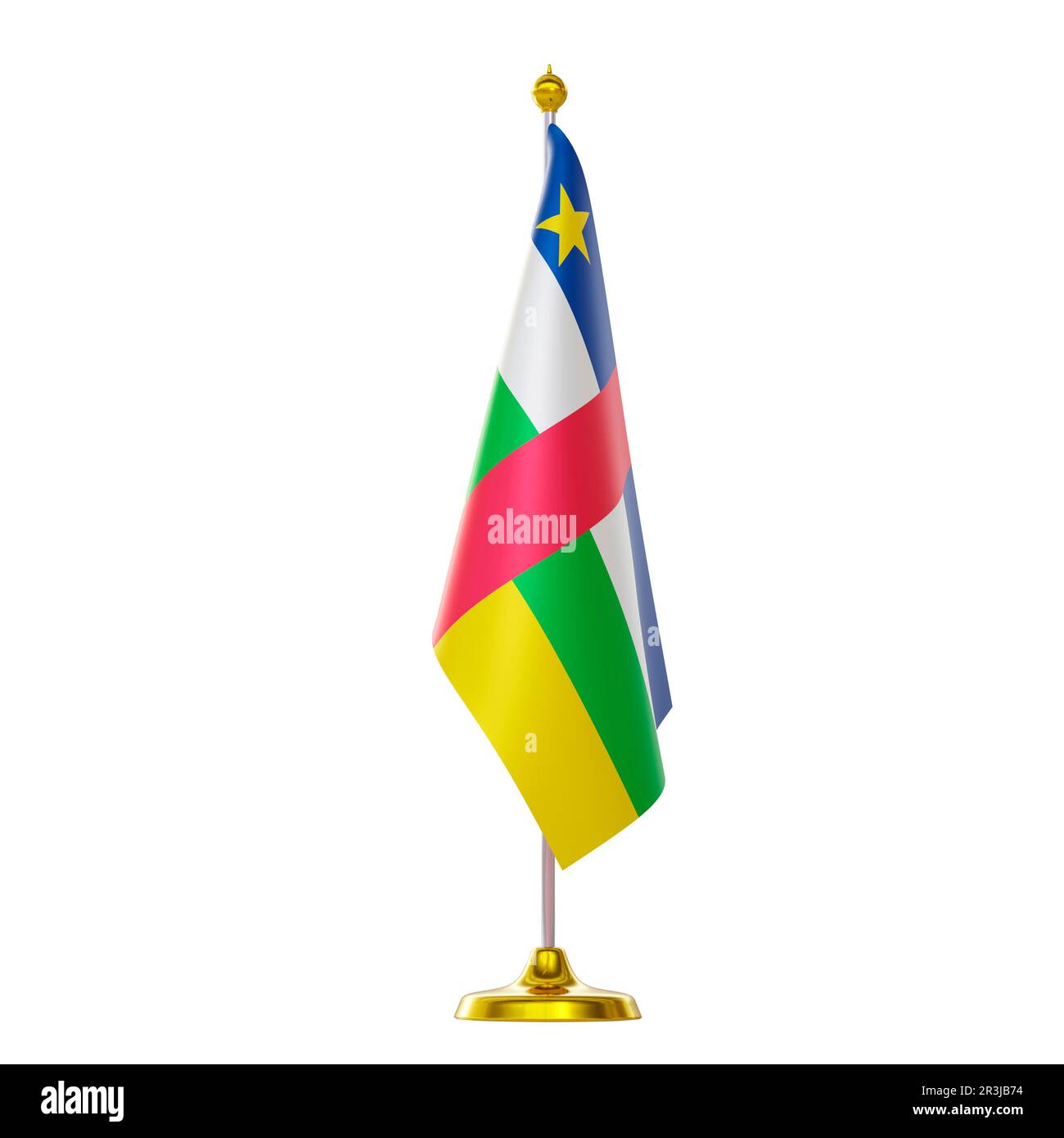 3d render of flag on pole for the Central African Republic countries ...