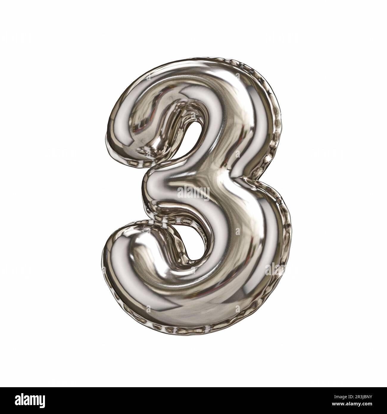 Silver foil balloon font number 3 THREE 3D Stock Photo - Alamy