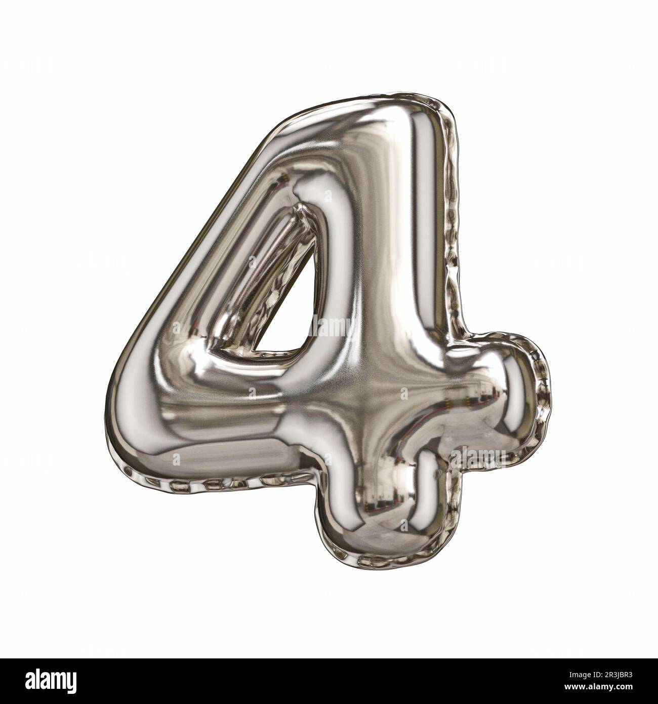 Silver foil balloon font number 4 FOUR 3D Stock Photo - Alamy
