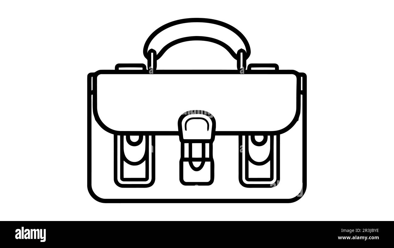 Briefcase black and white icon. Vector illustration on white background ...