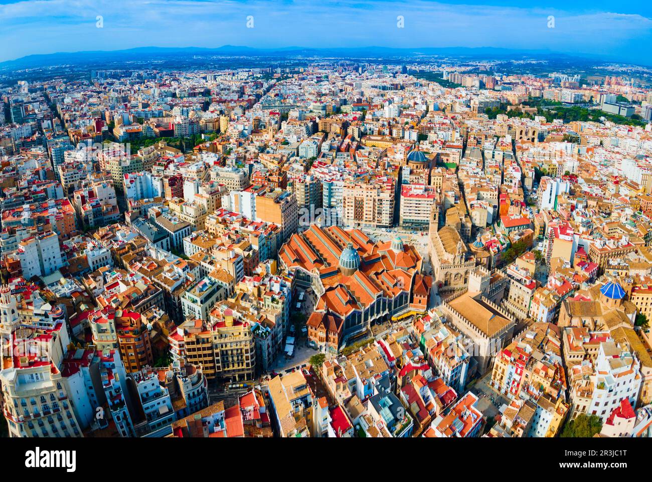 Mercado Central aerial panoramic view. Mercat Central is a public ...