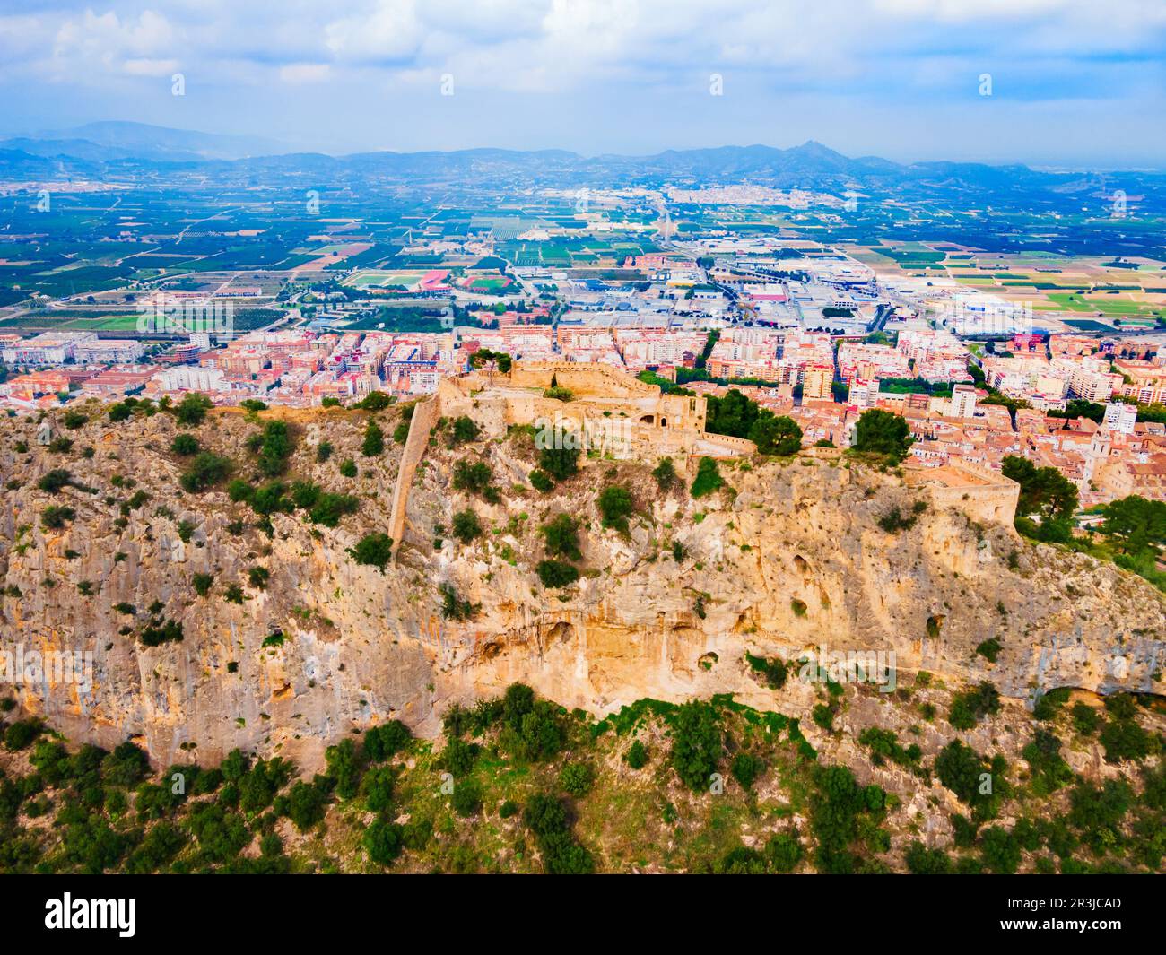 Xativa Castle aerial panoramic view. Castillo de Jativa is a castle ...