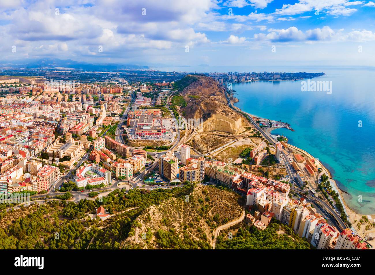 Alicante city centre aerial panoramic view. Alicante is a city in the ...