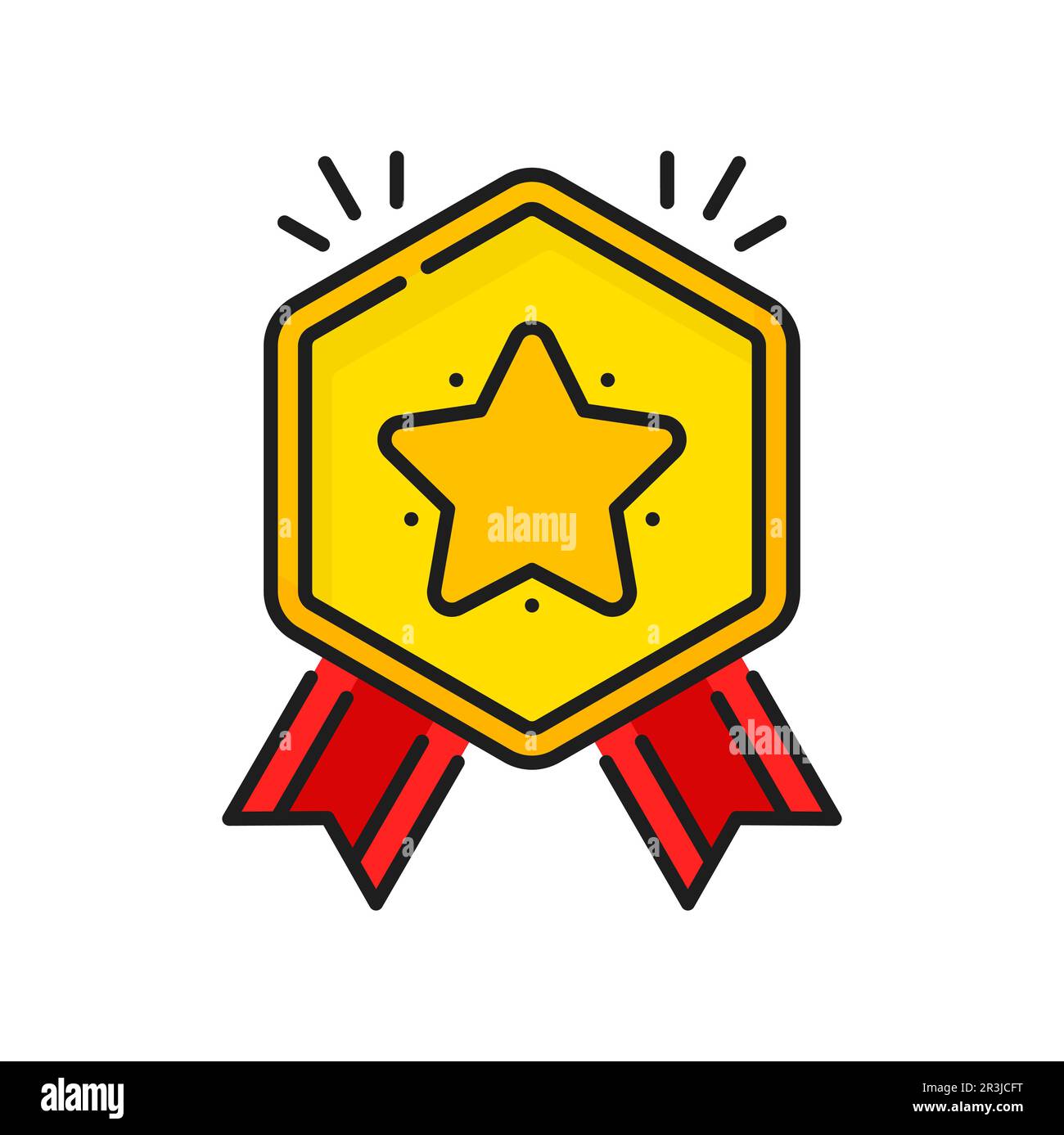 Quality guarantee medal with rank star and ribbon vector icon. Customer ...