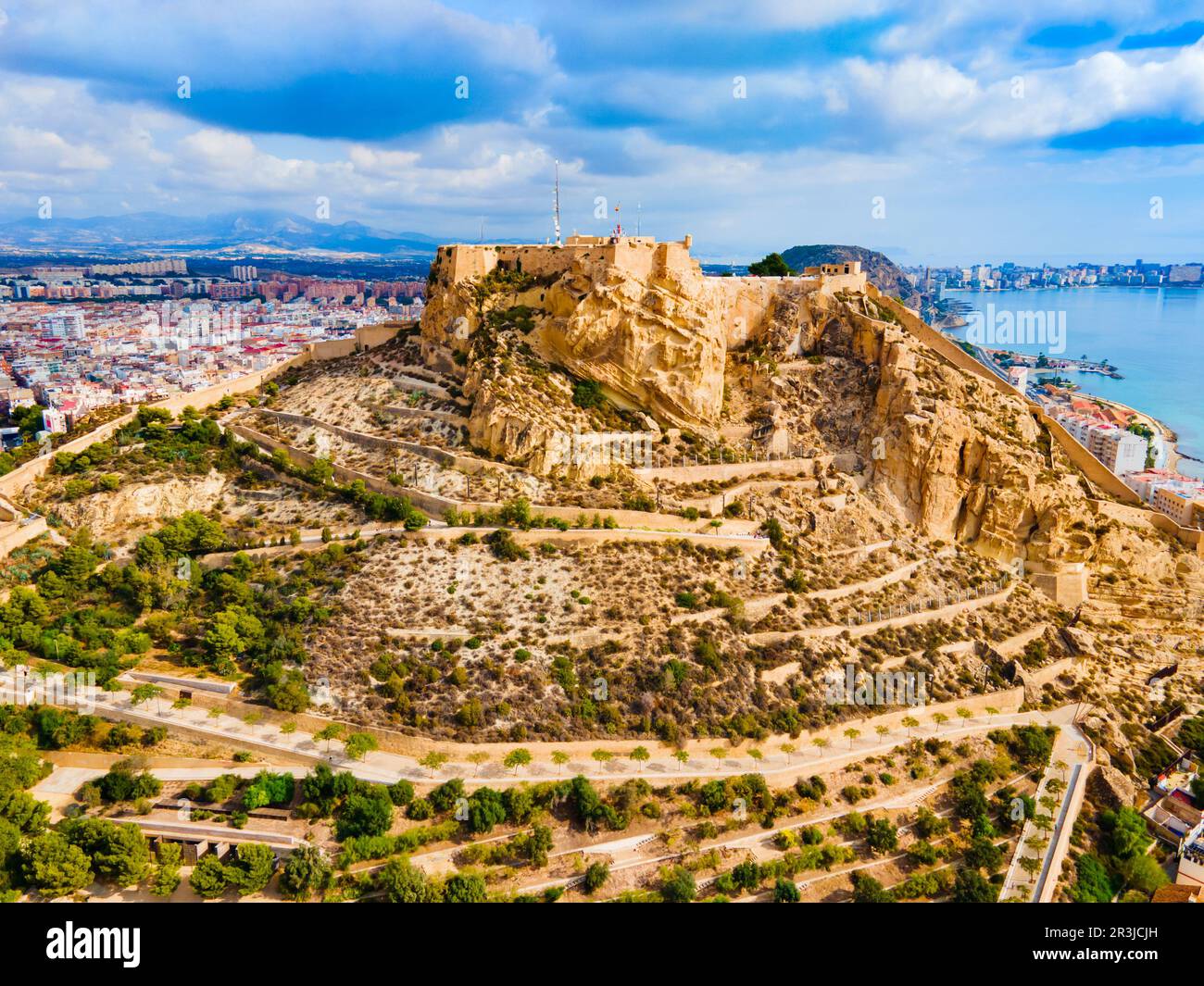 Santa Barbara Castle aerial panoramic view. Santa Barbara Castle is a ...