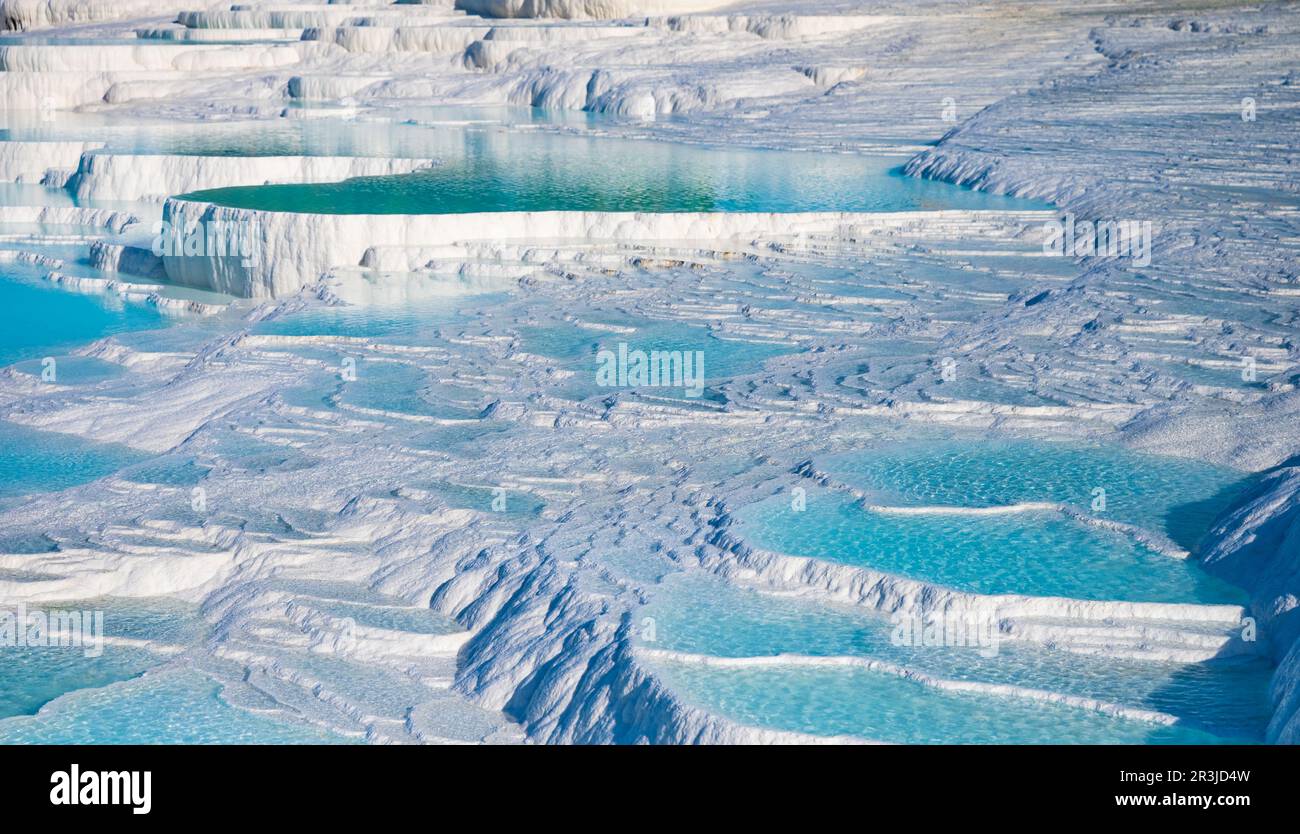 Natural travertine pools and terraces Stock Photo - Alamy