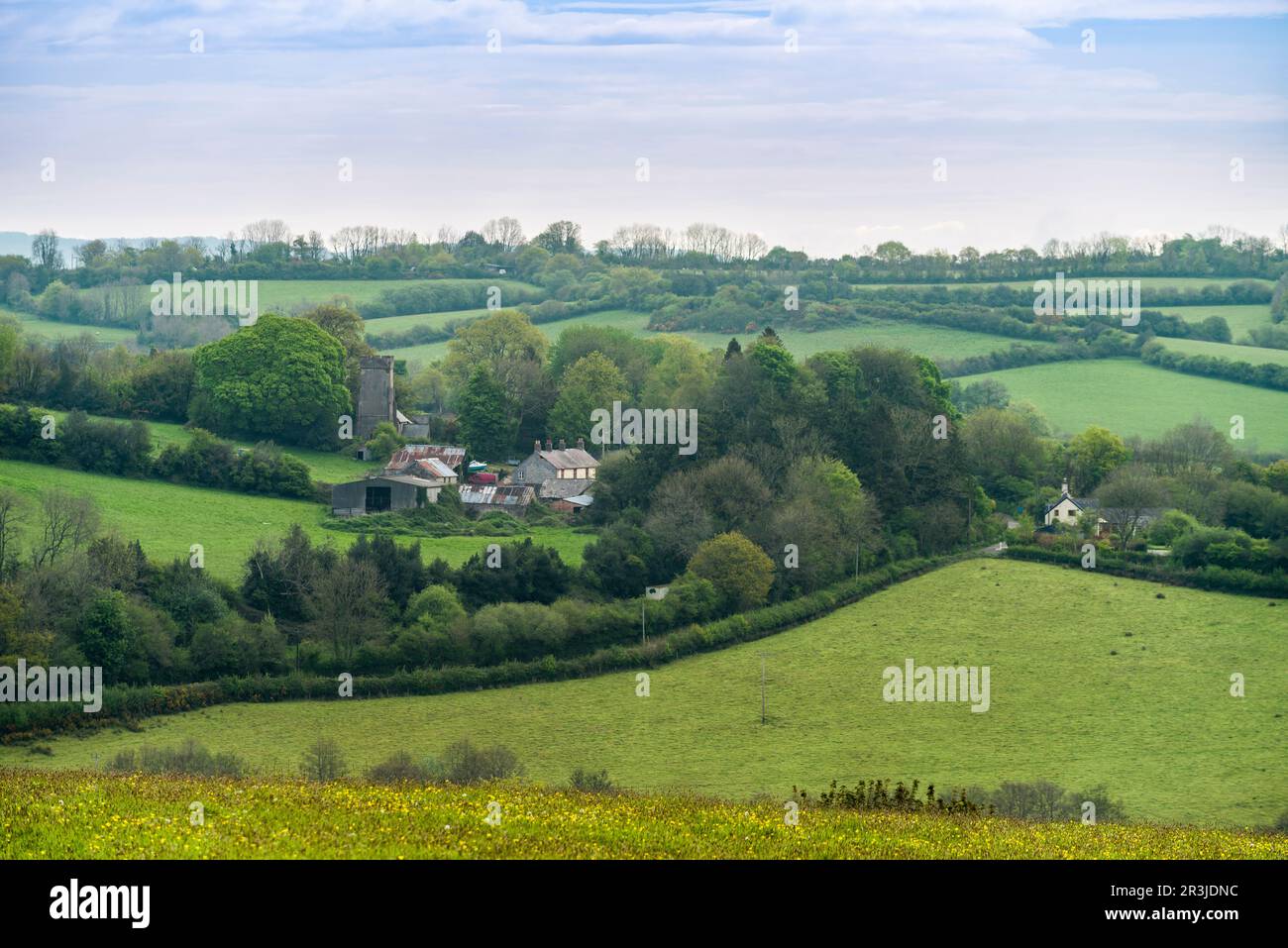 The village of Clatworthy in the Brendon Hills in spring , Somerset ...