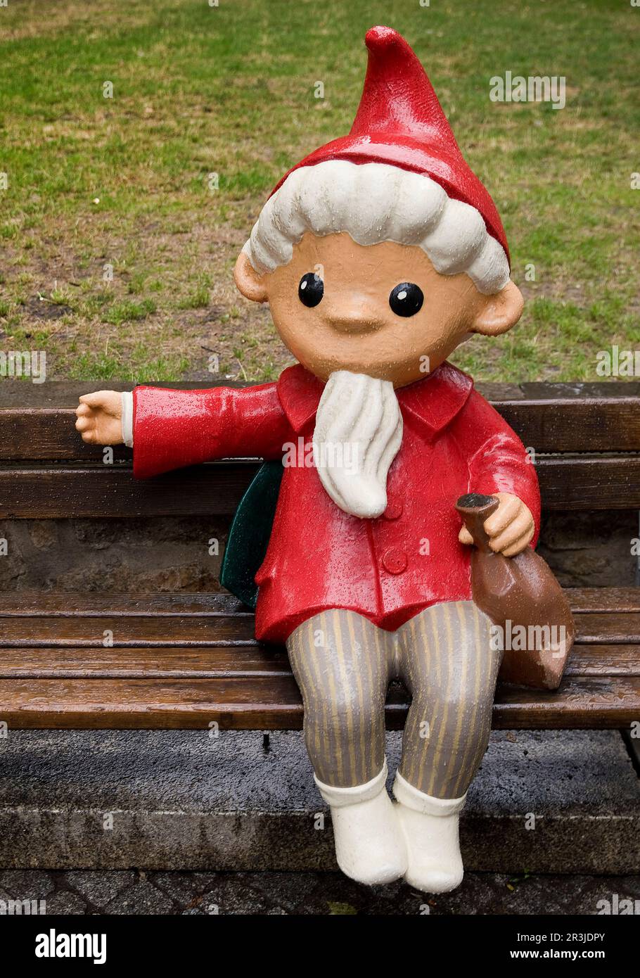 Sculpture of the Sandman on a bench, Erfurt, Thuringia, Germany, Europe ...