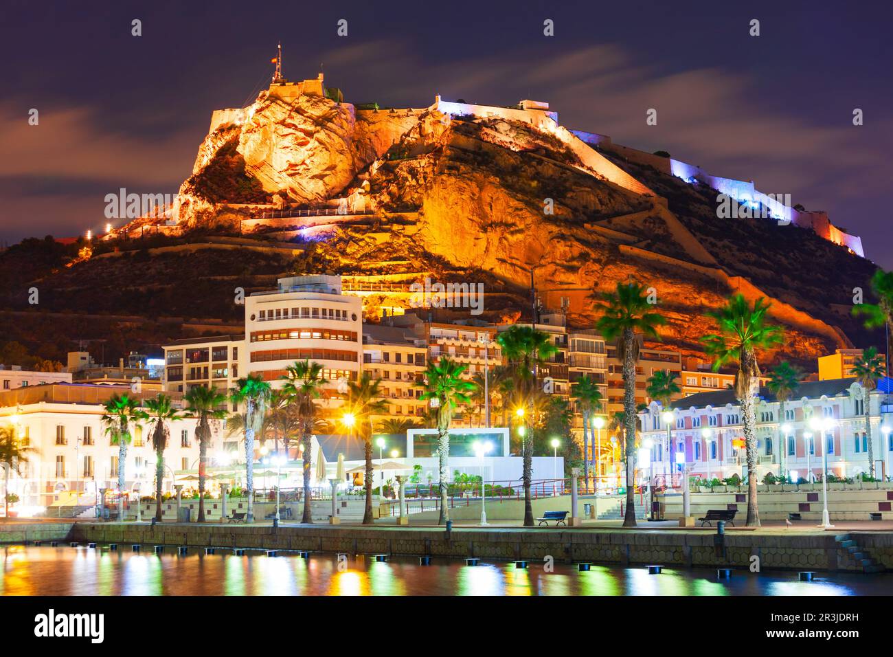 Port square and Santa Barbara Castle on background. Santa Barbara ...