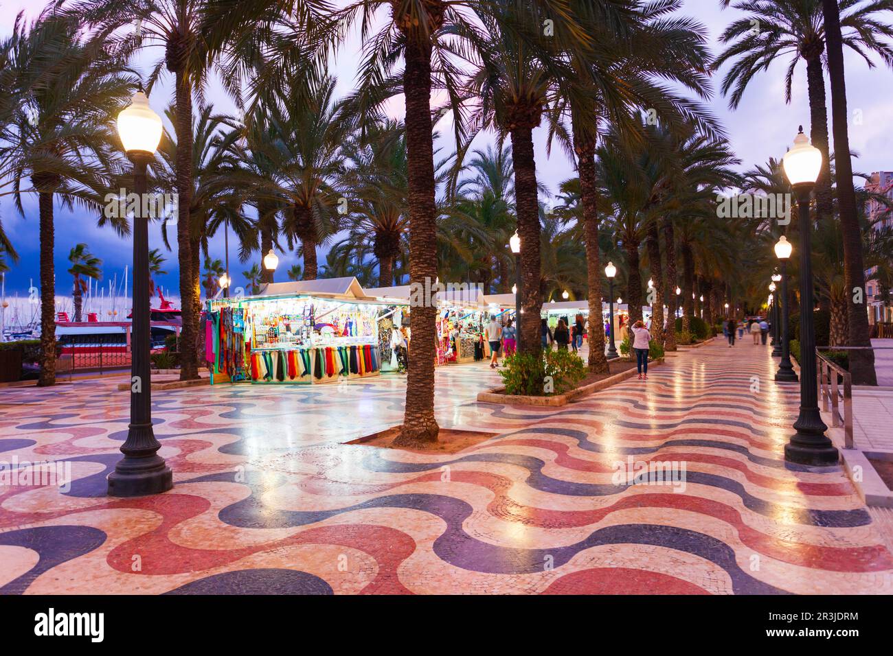 Promenade near the port of Alicante. Alicante is a city in the Valencia ...