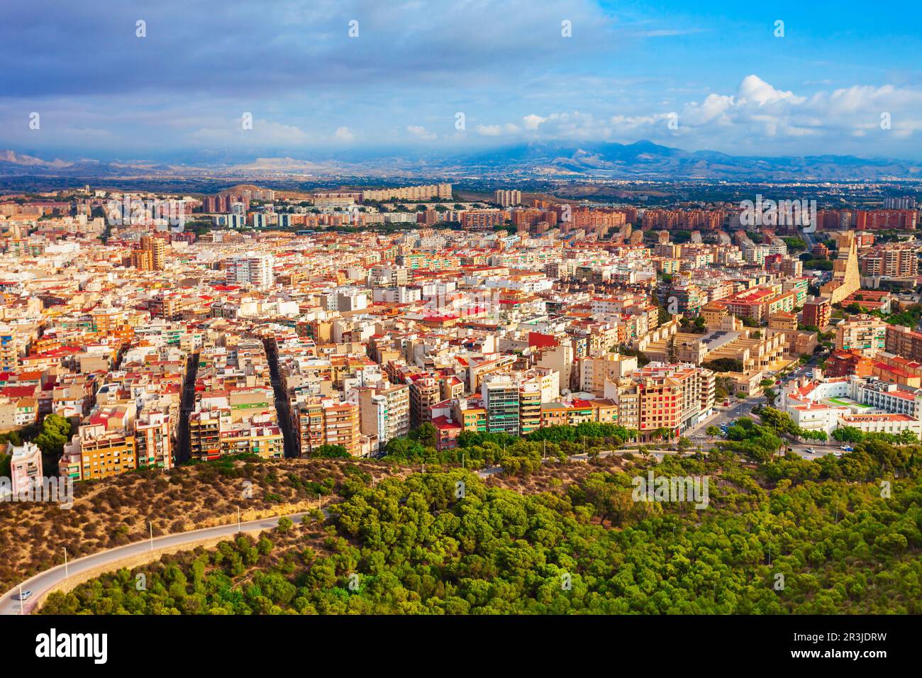 Alicante city centre aerial panoramic view. Alicante is a city in the ...