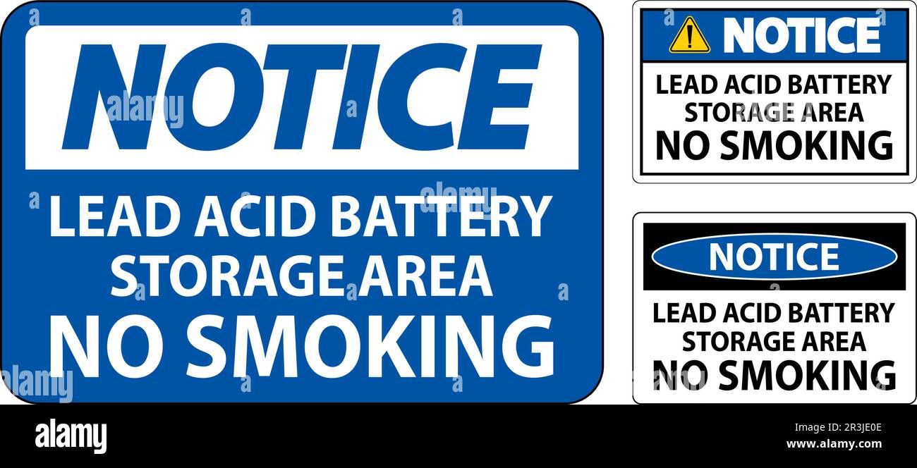 Notice Sign Lead Acid Battery Storage Area, No Smoking Stock Vector ...