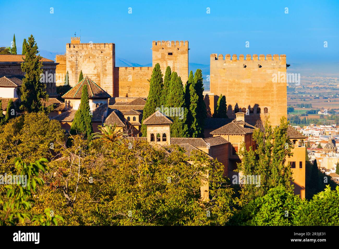 The Alhambra aerial panoramic view. The Alhambra is a fortress complex ...