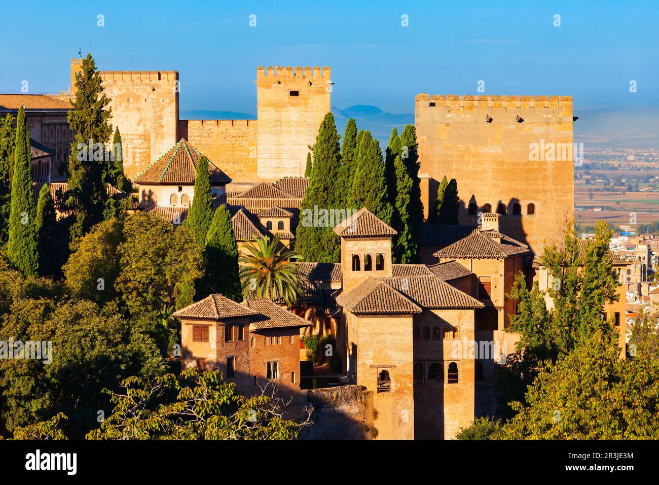 The Alhambra aerial panoramic view. The Alhambra is a fortress complex ...