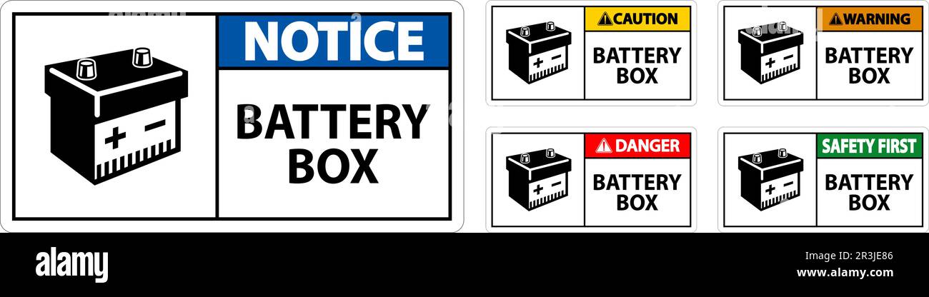 Notice Battery Box with Icon Sign On White Background Stock Vector ...