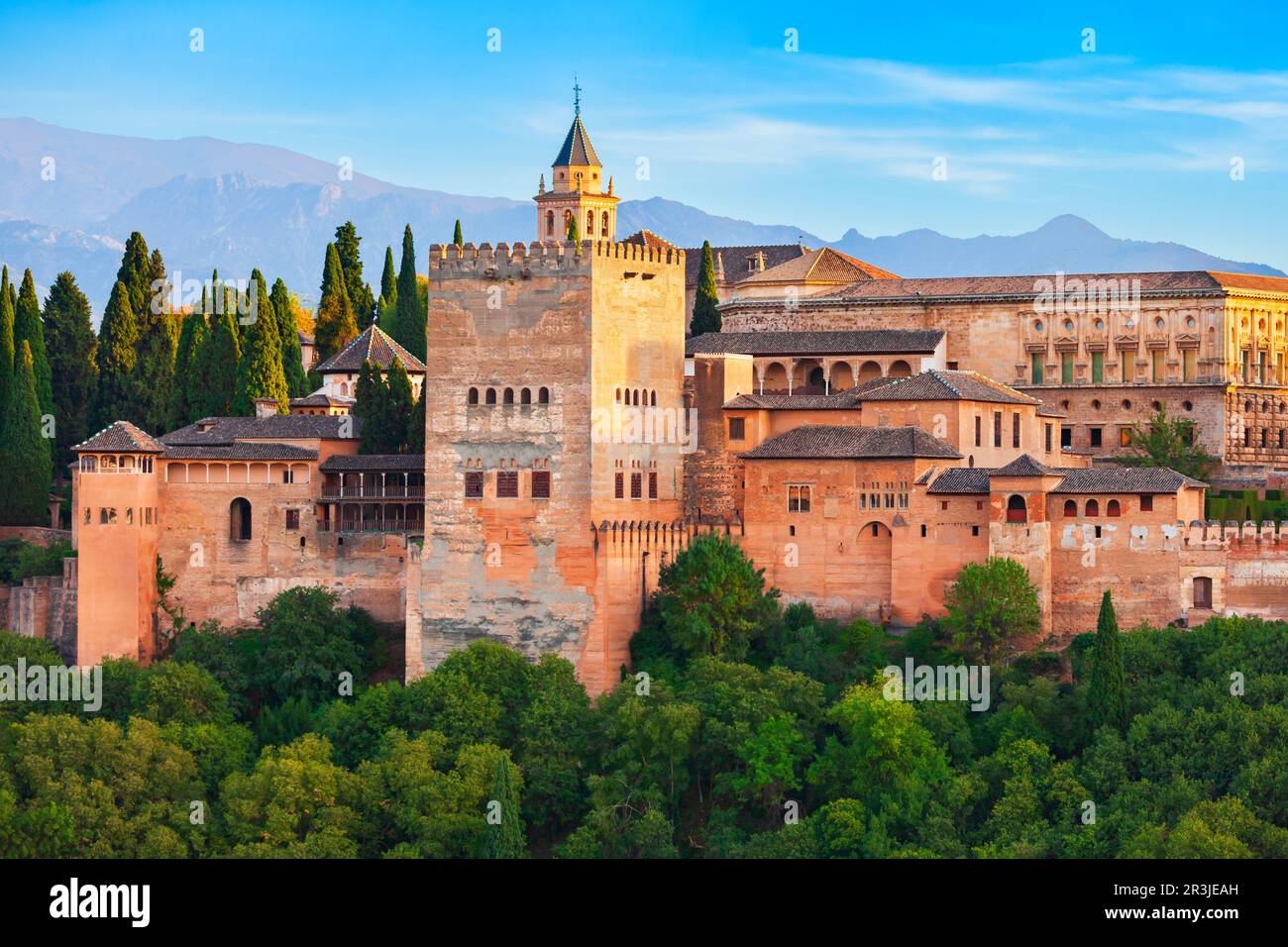 The Alhambra aerial panoramic view. The Alhambra is a fortress complex ...