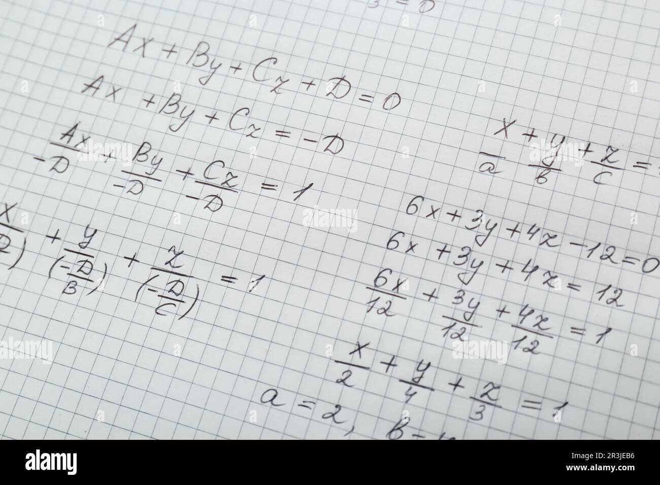 Sheet of paper with different mathematical formulas, closeup Stock ...