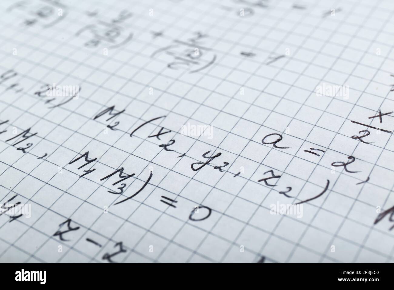 Sheet of paper with different mathematical formulas, closeup Stock ...