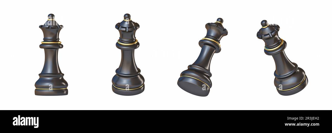 Black chess Queen in four different angled views 3D Stock Photo - Alamy