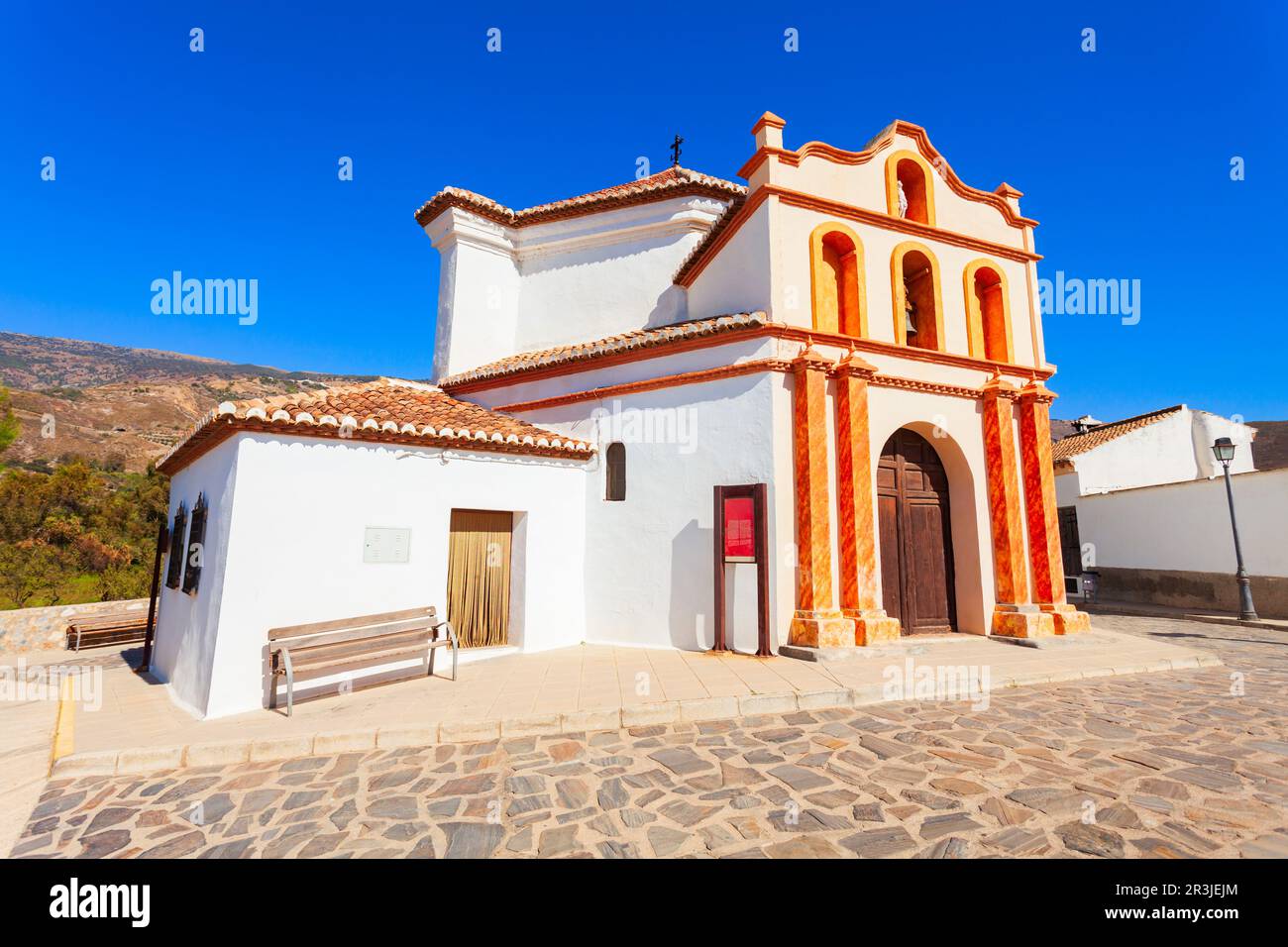 The Hermitage of San Sebastian in Orgiva. Orgiva is a town in the ...