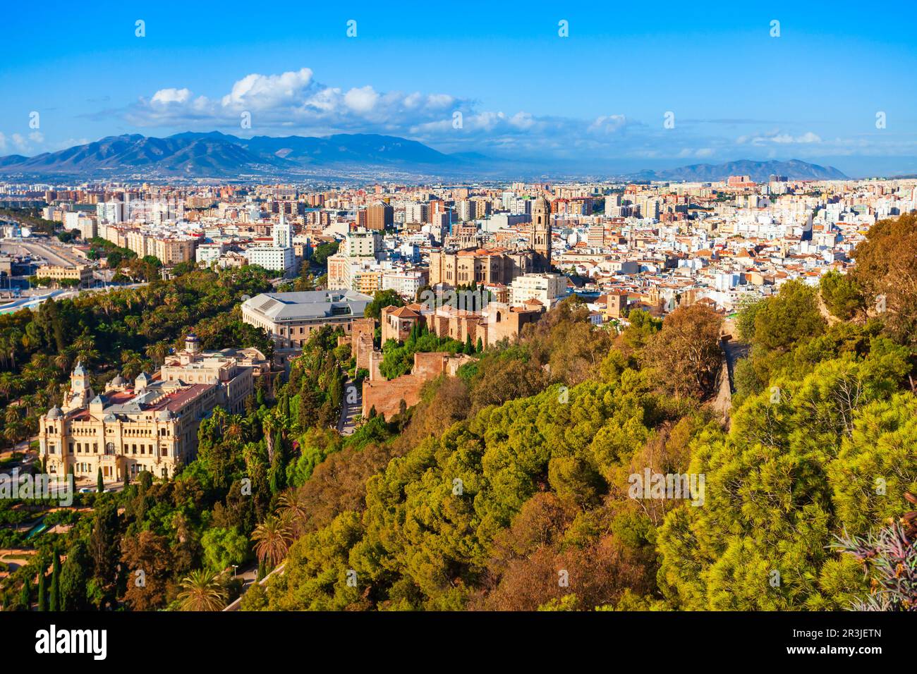 Malaga aerial panoramic view. Malaga is a city in the Andalusia ...