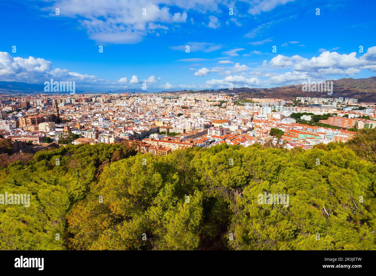 Malaga aerial panoramic view. Malaga is a city in the Andalusia ...