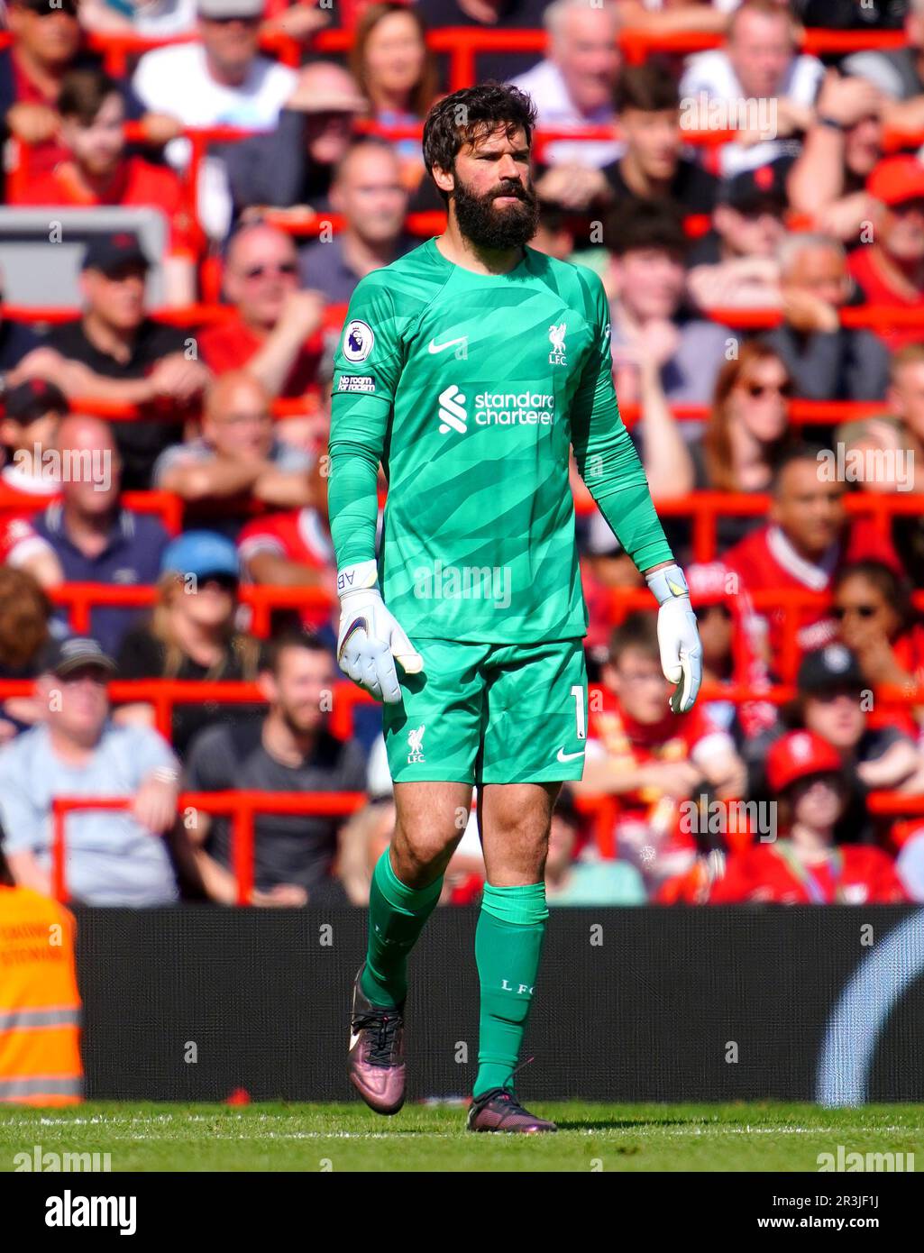 Liverpool goalkeeper Alisson Becker during the Premier League match at ...