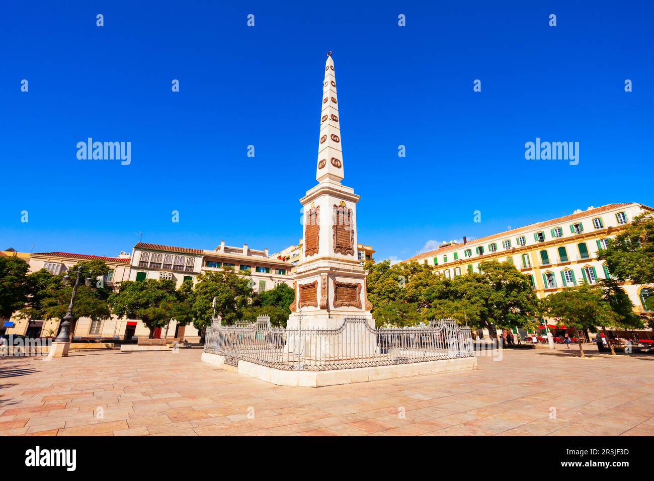 Torrijos Monument located in the center of Plaza de la Merced square in ...