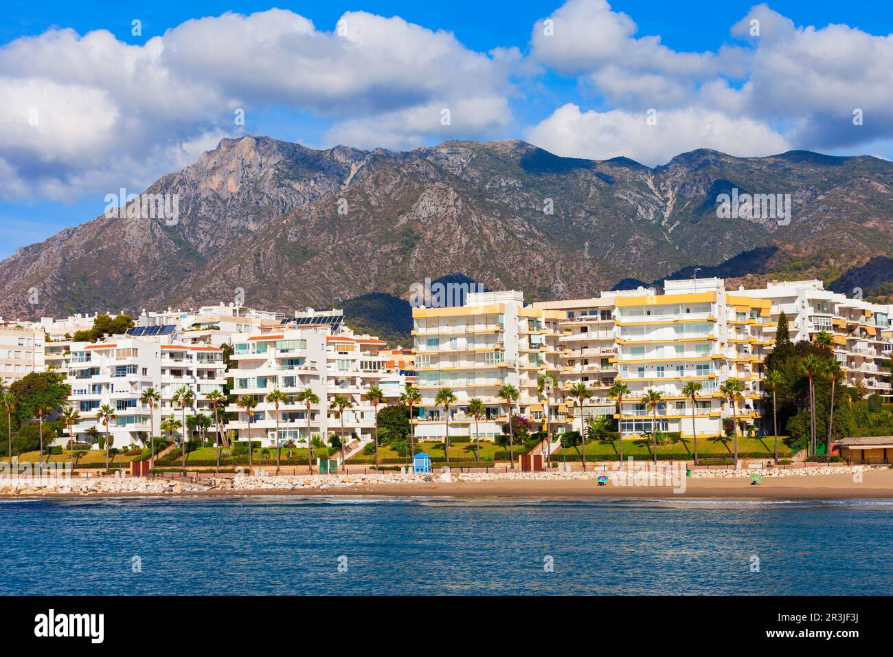 Marbella city beach. Marbella is a city in the province of Malaga in ...