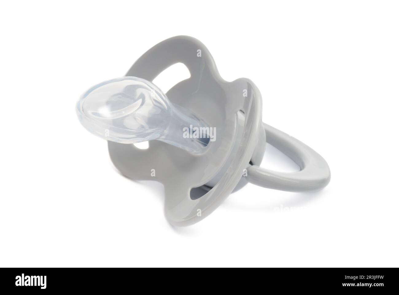 New light grey baby pacifier isolated on white Stock Photo - Alamy