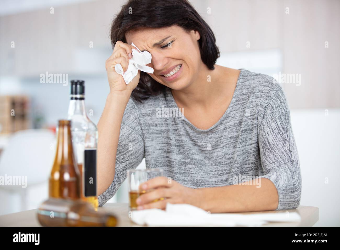 Crying woman with cigarette hi-res stock photography and images - Alamy