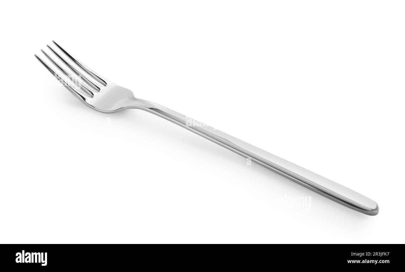 One shiny metal fork isolated on white Stock Photo - Alamy