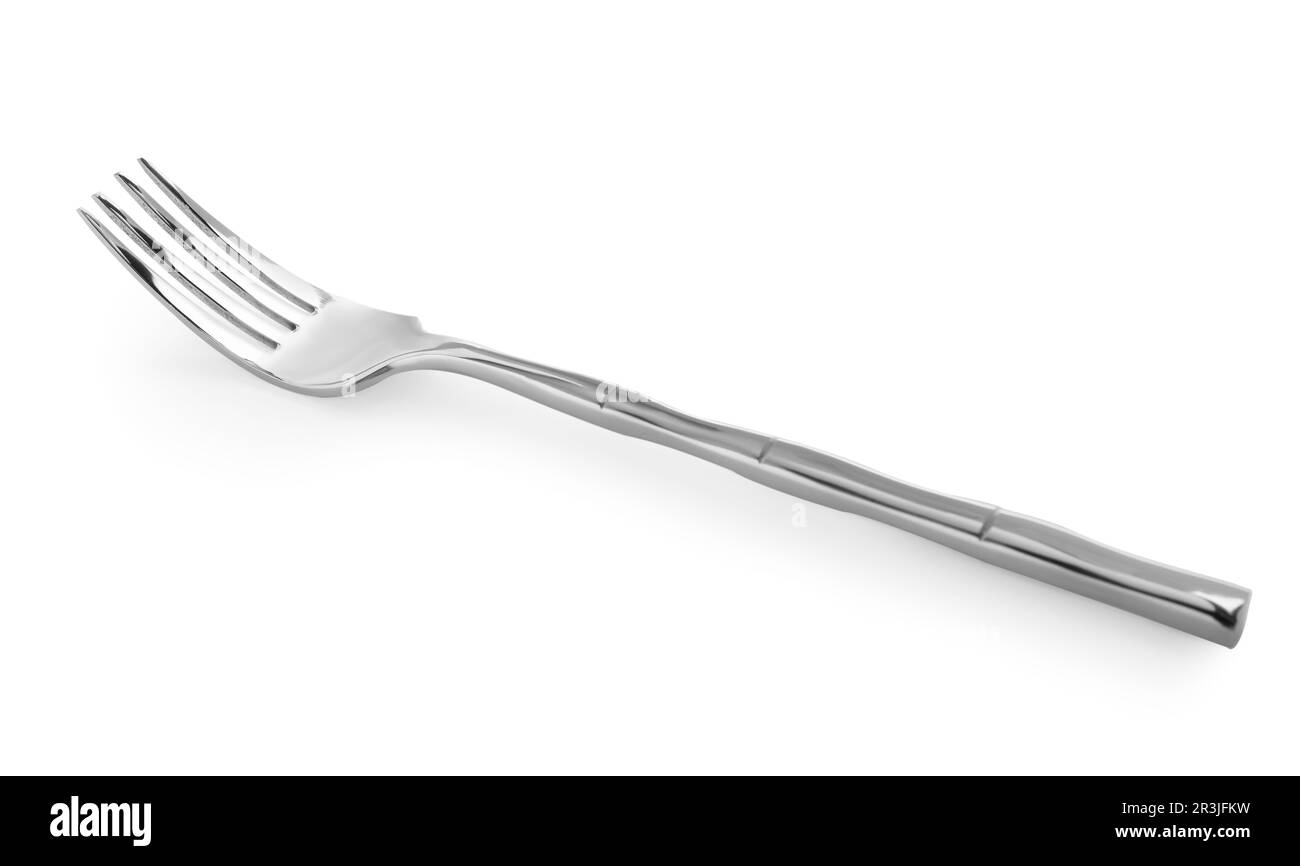 One shiny metal fork isolated on white Stock Photo - Alamy
