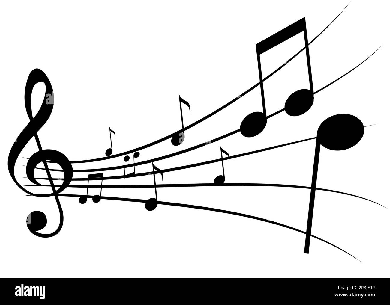 Staff with treble clef and musical notes on white background Stock ...