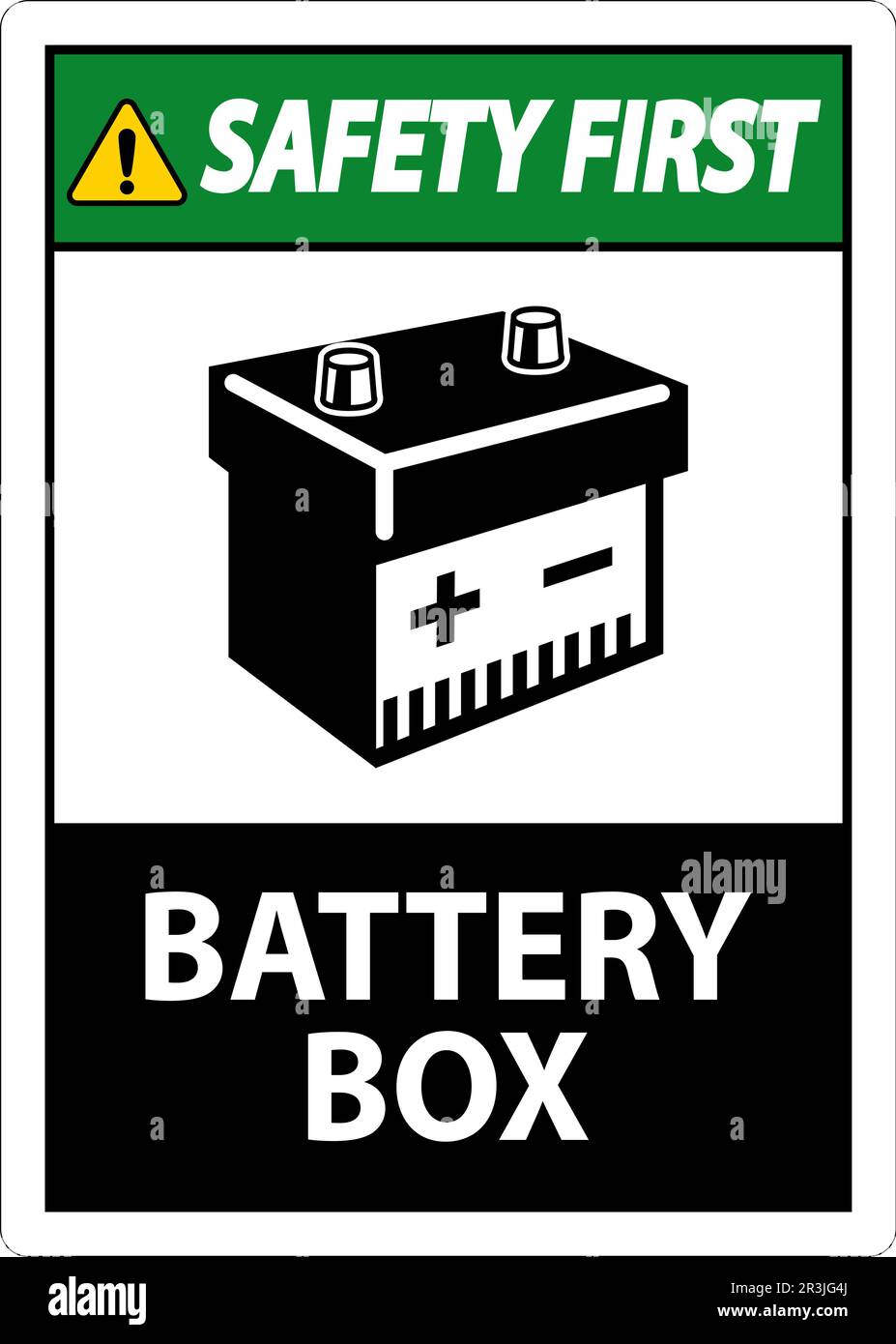 Safety First Battery Box with Icon Sign On White Background Stock ...
