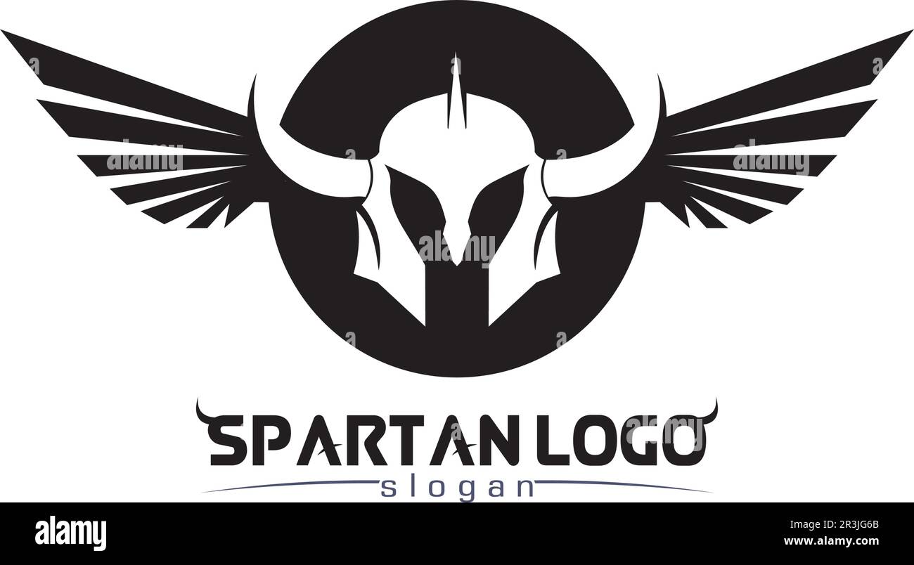 spartan logo black Glaiator and vector design helmet and head Stock ...