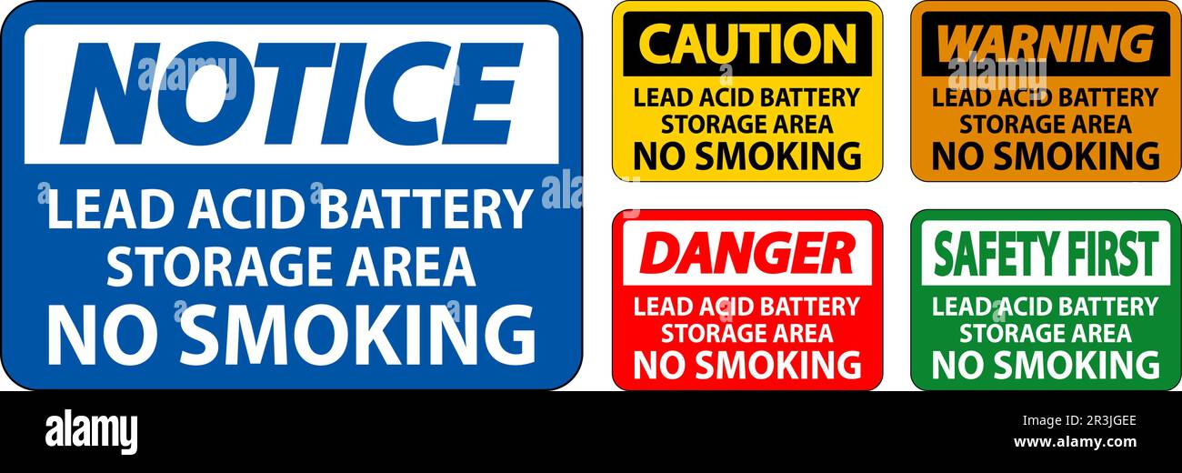 Danger Sign Lead Acid Battery Storage Area, No Smoking Stock Vector ...