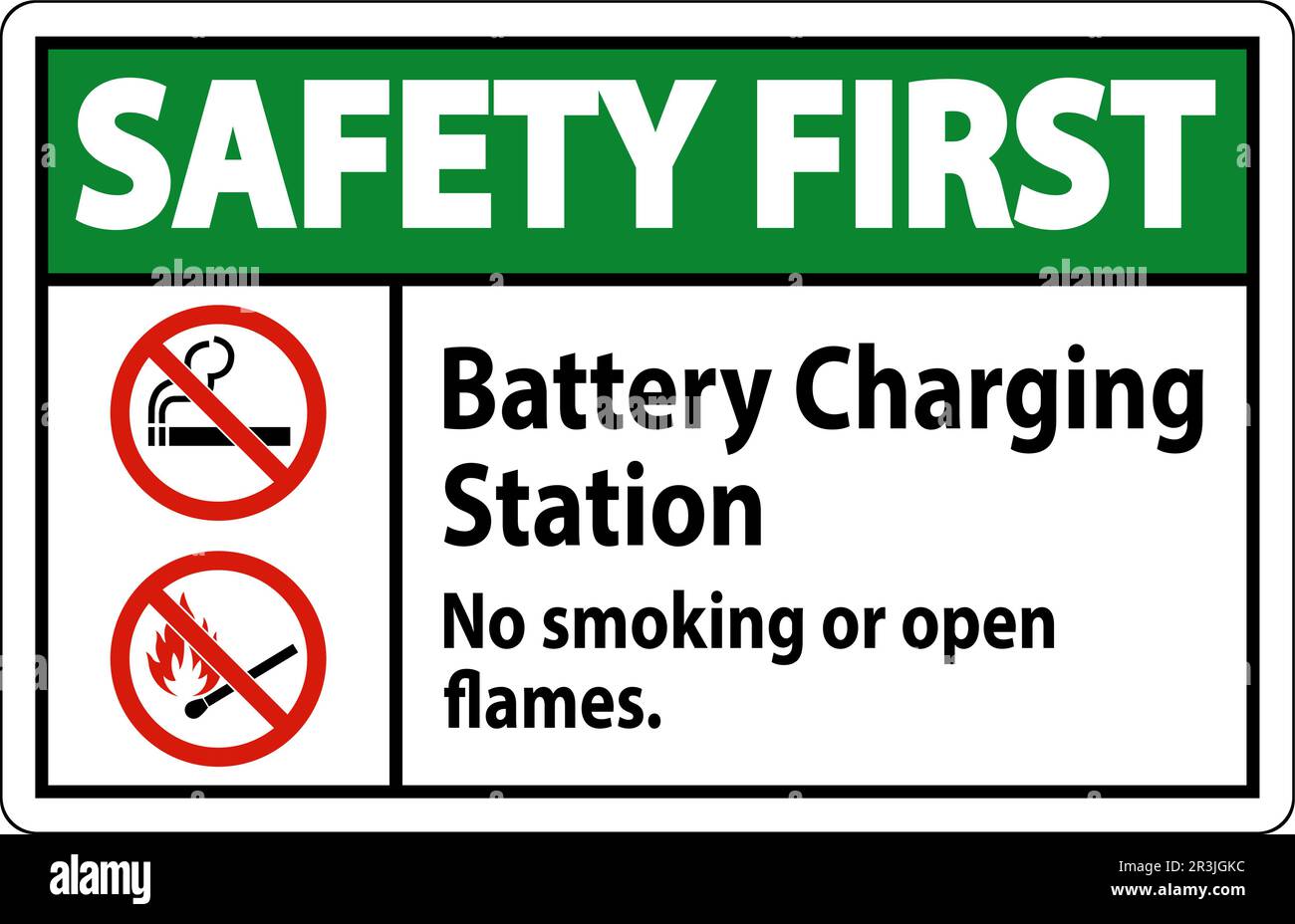 Safety First Sign Battery Charging Station, No Smoking Or Open Flames ...