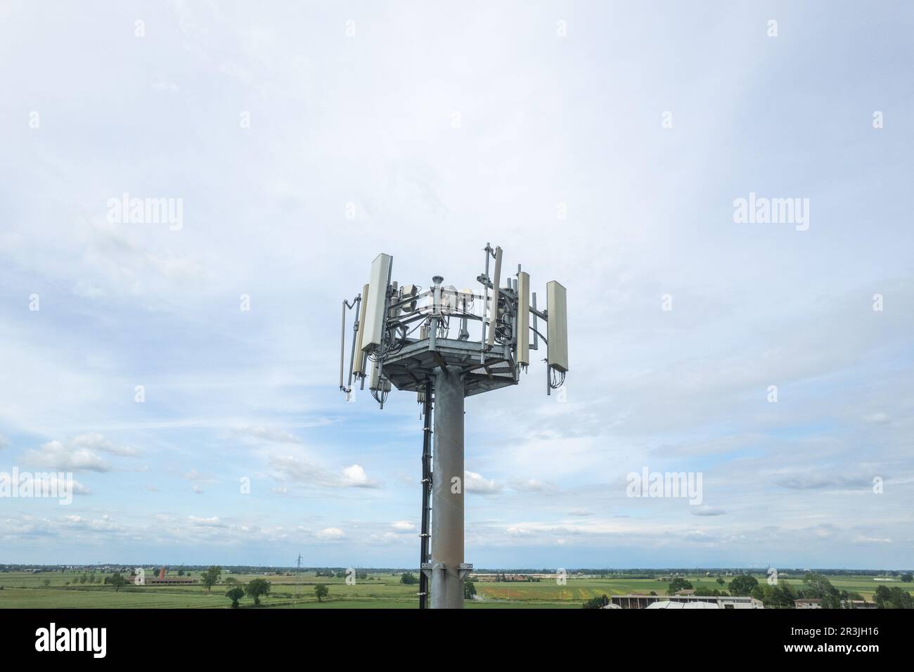 5G Cell Towers on countryside rural background in Italy Stock Photo - Alamy