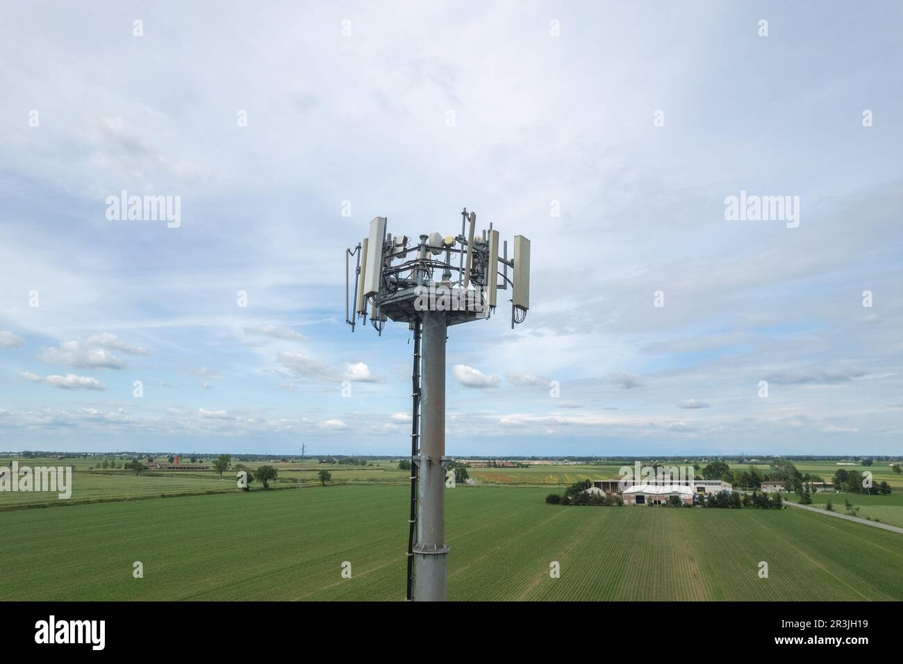 5G Cell Towers on countryside rural background in Italy Stock Photo - Alamy